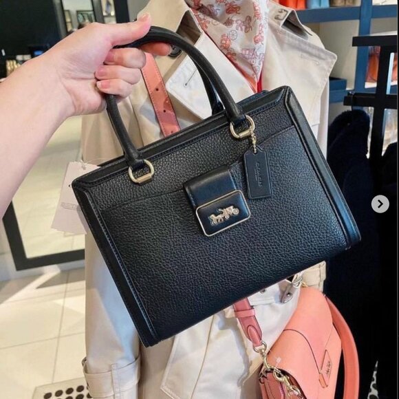 Coach | Bags | Nwt Coach Grace Carryall Refined Pebble Leather Cc41 Goldblack 528 | Poshmark